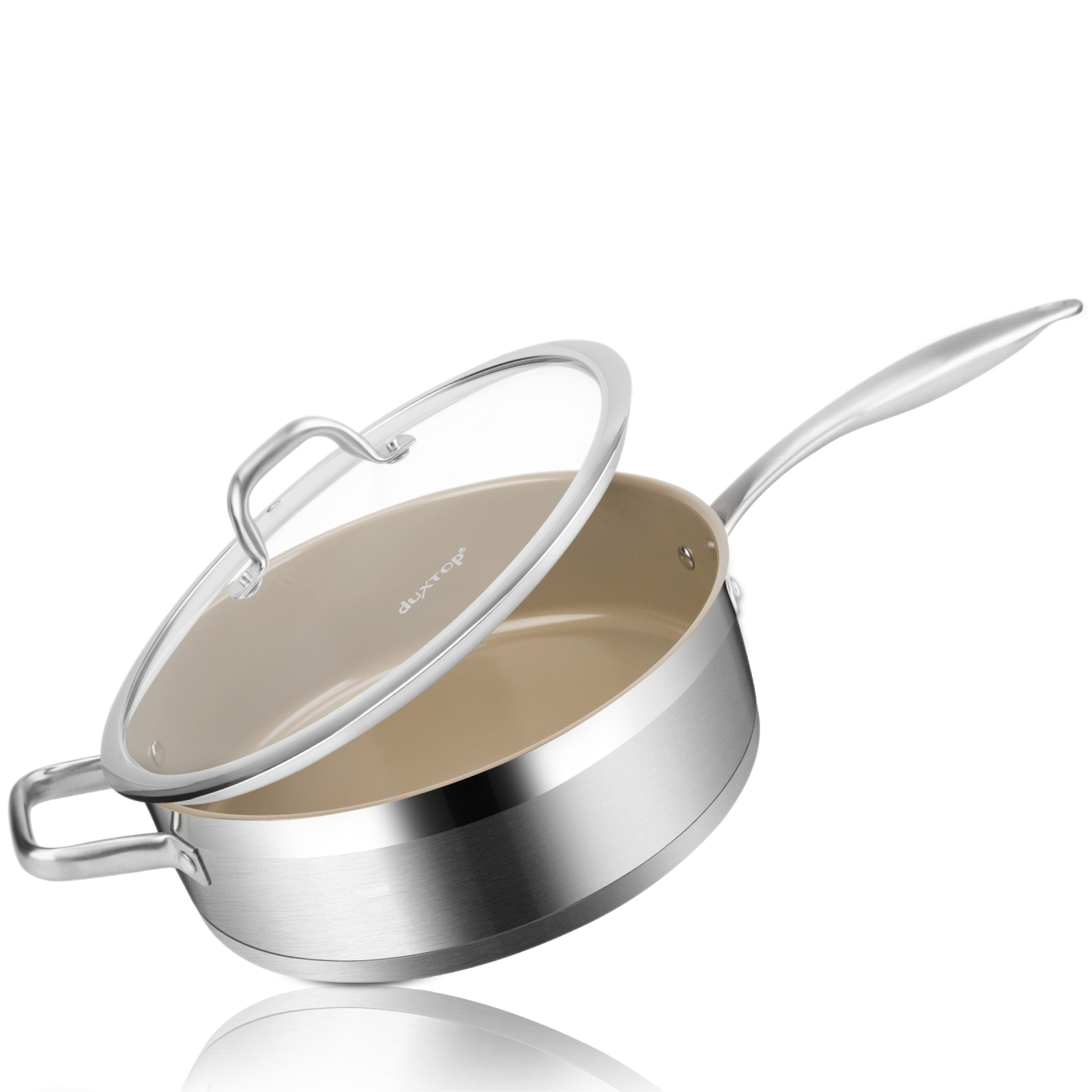 Duxtop 5.5 Qt Ceramic Non-stick Sauté Pan, Induction Stainless Steel ...