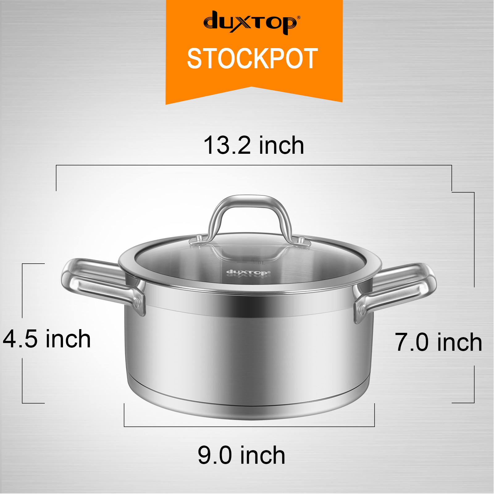 Duxtop 4.2 Qt Stockpot with Lid, Professional Stainless Steel Stock Pot ...