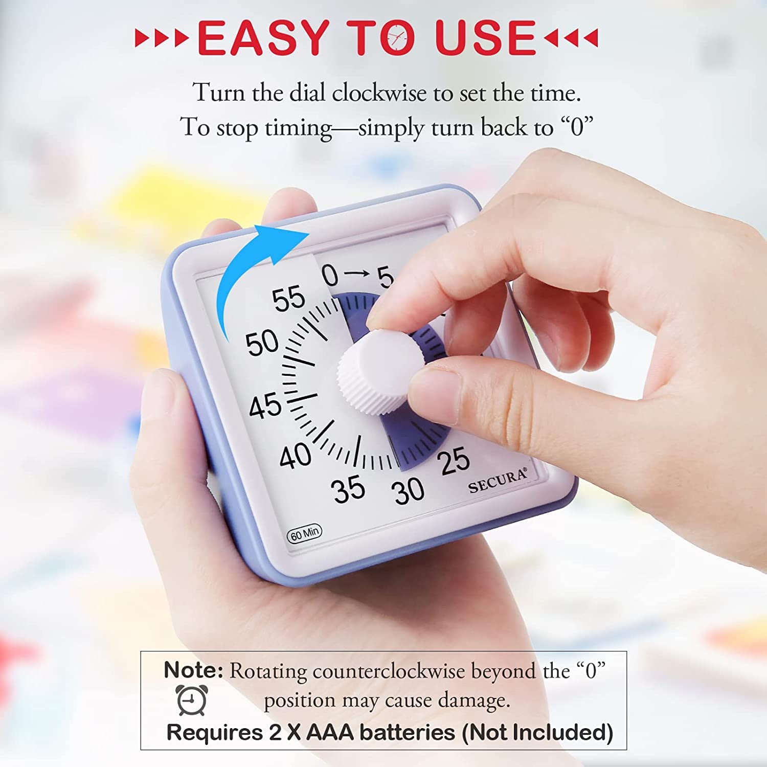 Secura 60-Minute Visual Timer, Classroom Timer, Countdown Timer for ...