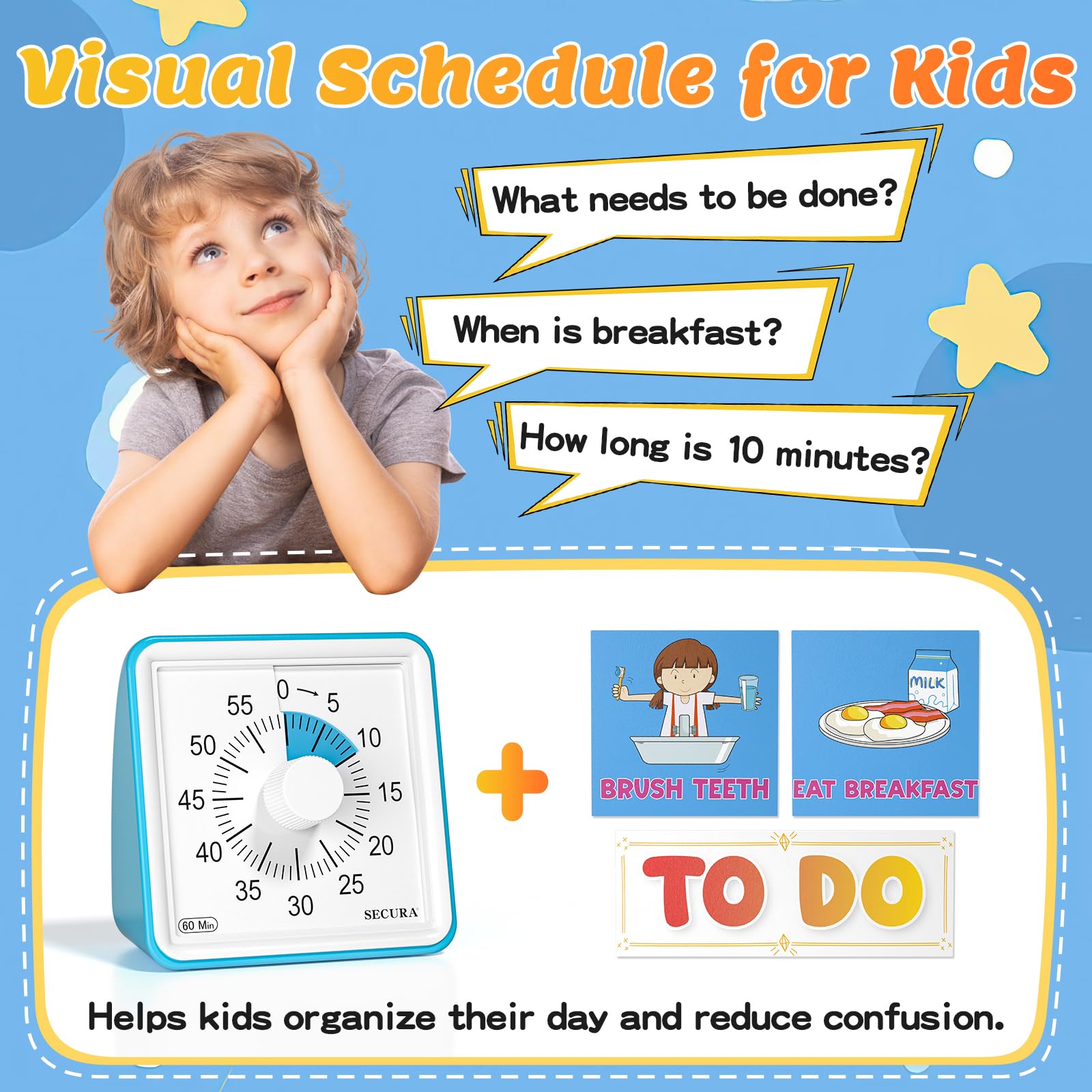 Secura 60-Minute Visual Timer with Task Schedule Cards – Daily Routine ...