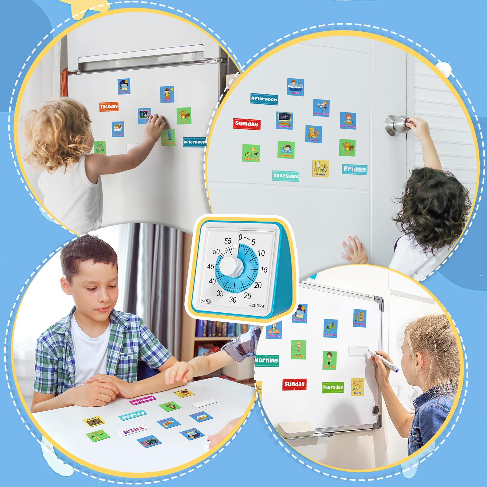 Secura 60-Minute Visual Timer with Task Schedule Cards – Daily Routine ...