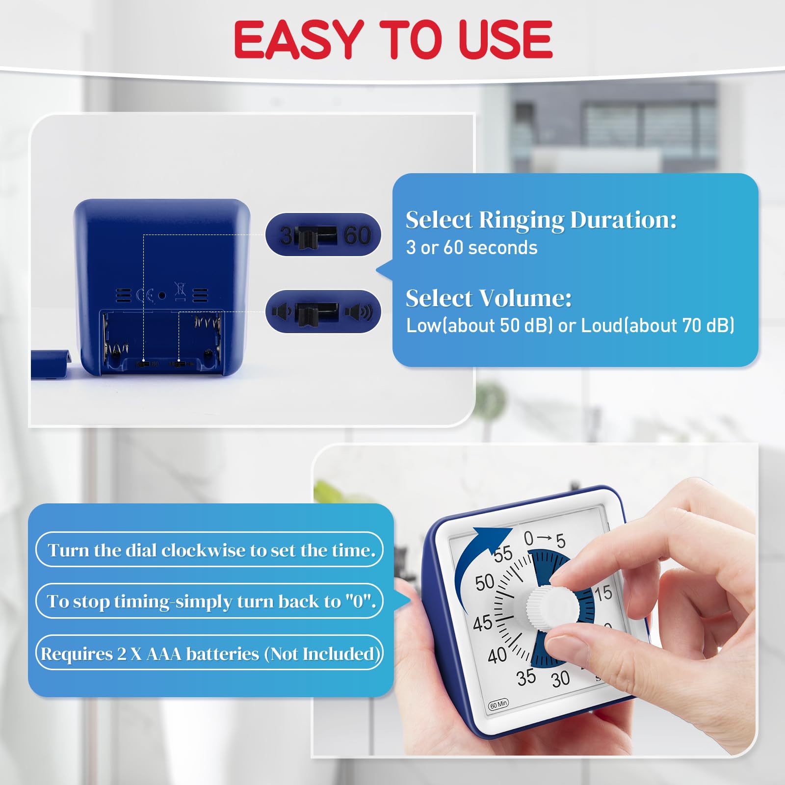 Secura 60-Minute Visual Timer, Classroom Timer, Countdown Timer for ...