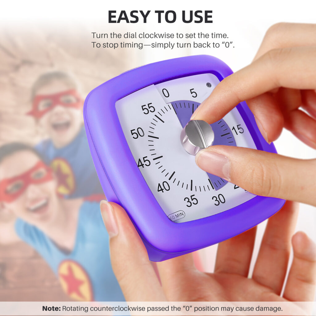 Secura 60-Minute Visual Timer, Silent Study Timer for Kids and Adults ...