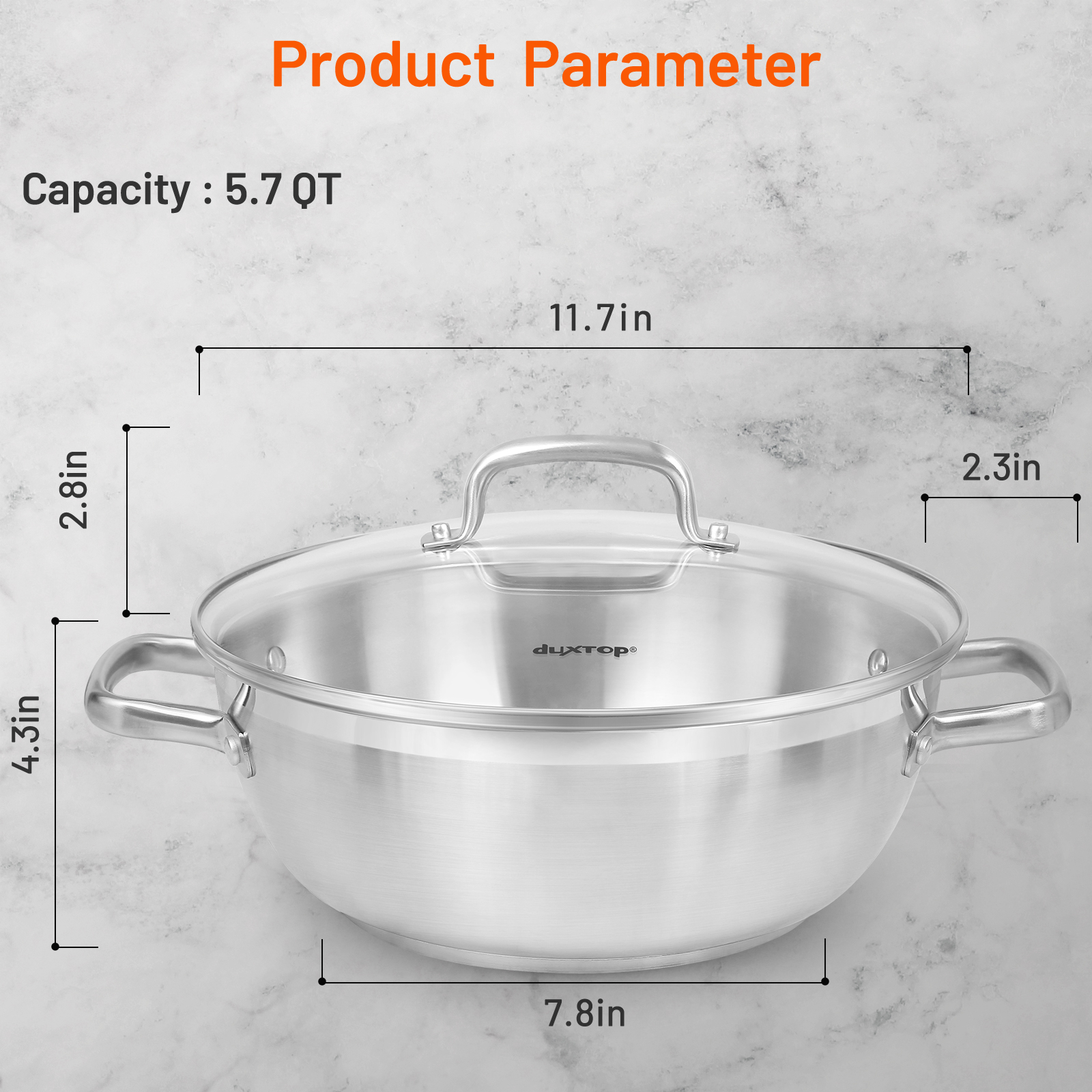 Duxtop 5.7 Qt Stock Pot with Glass Lid, Professional Stainless Steel ...