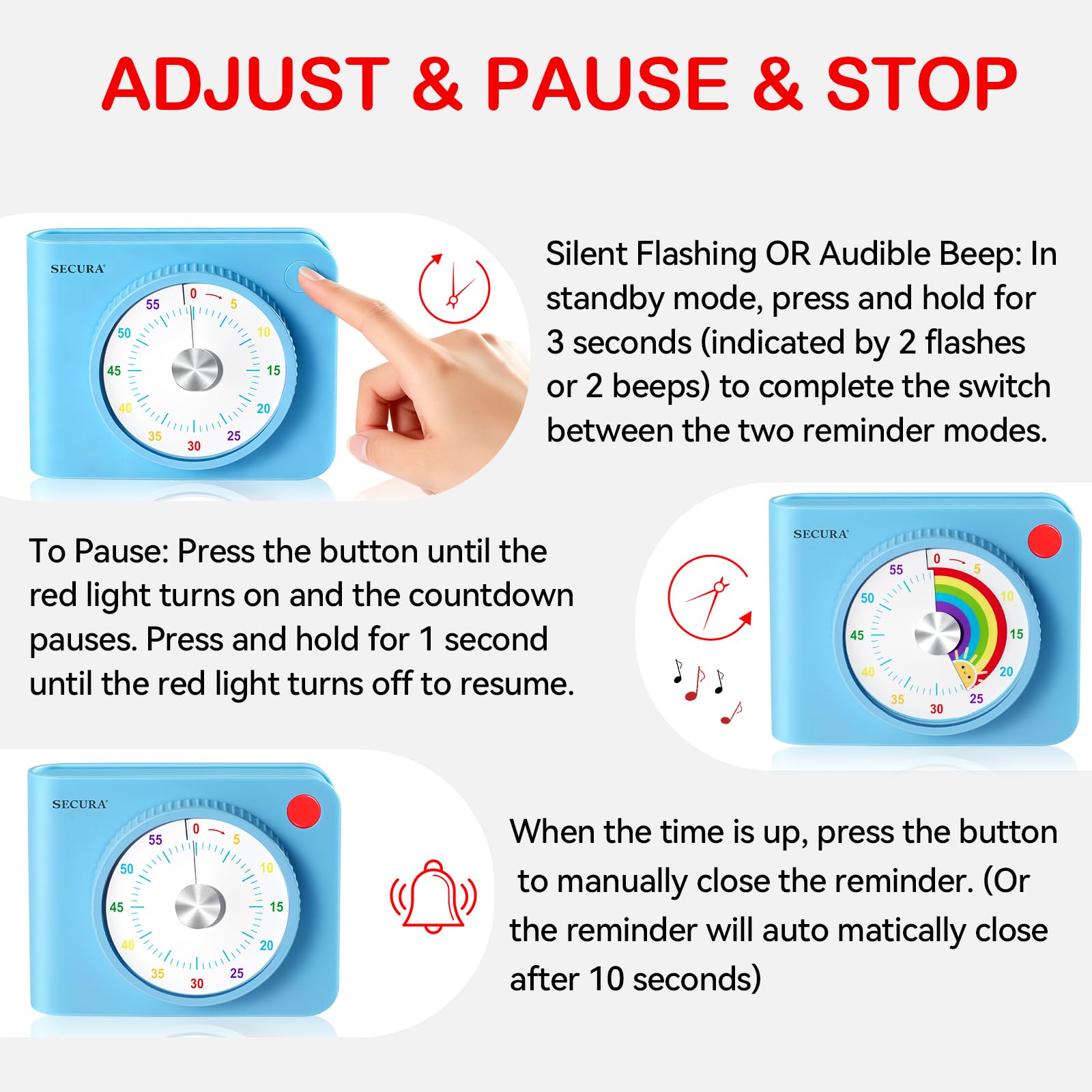 Secura 60-Minute Visual Timer for Kids & Adults – Rainbow Classroom ...