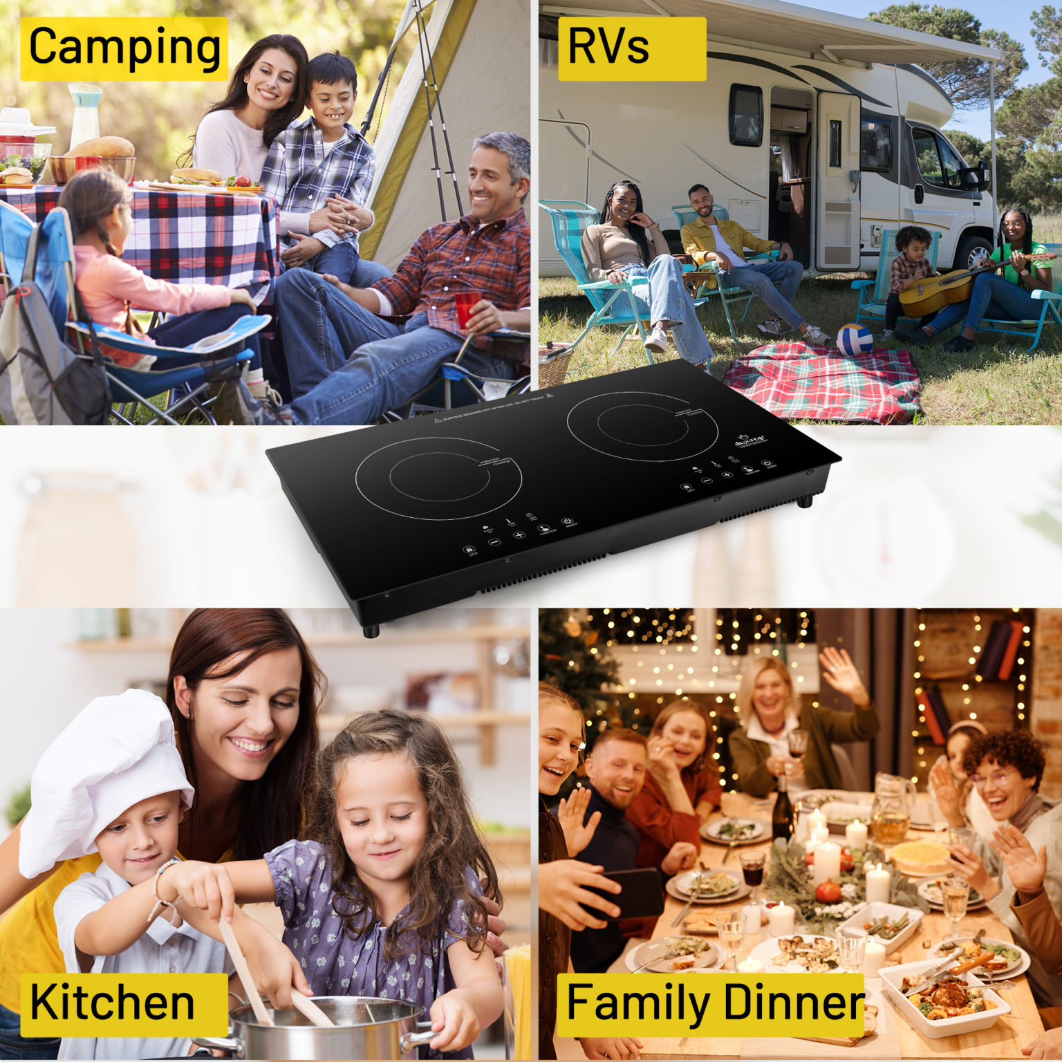 Duxtop 1800W Portable Induction Cooktop 2 Burner, Built-In Countertop ...