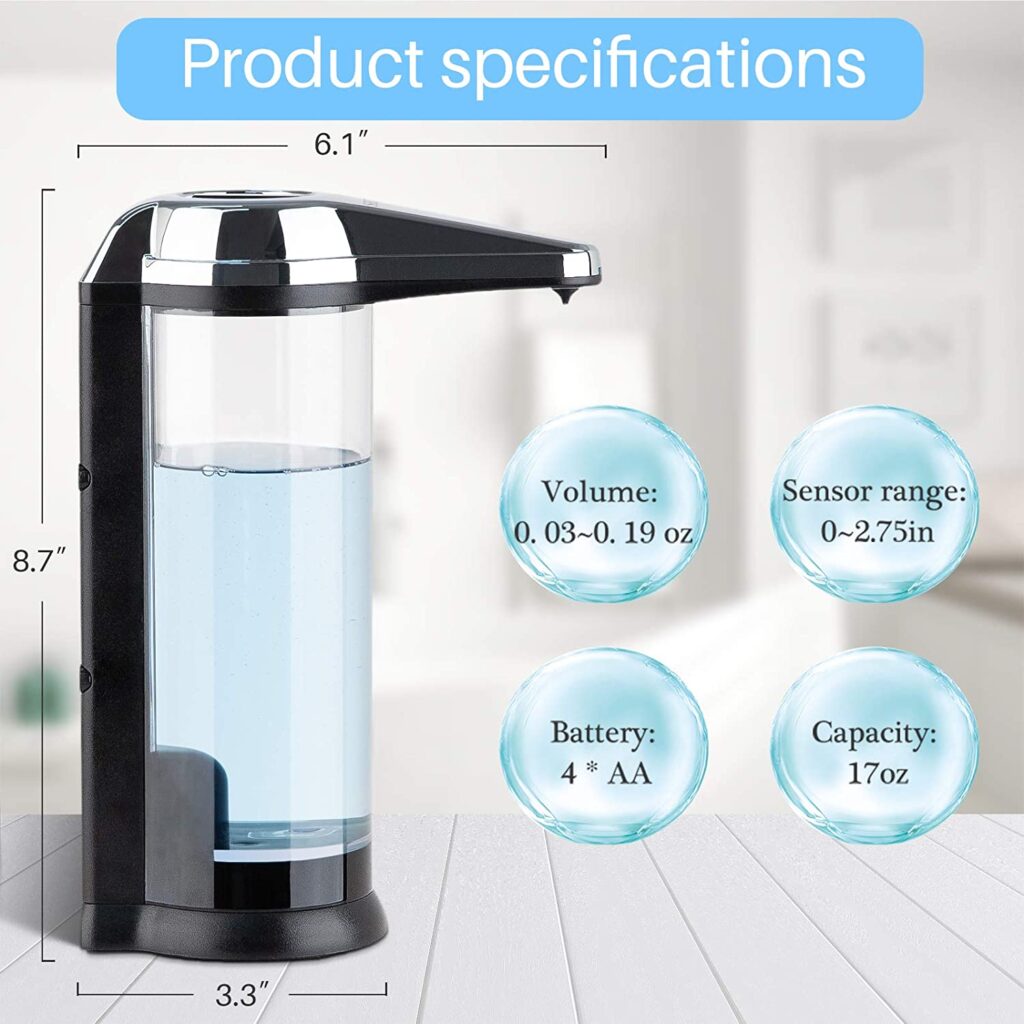 Secura 17oz Automatic Liquid Soap Dispenser, Touchless Battery Operated ...