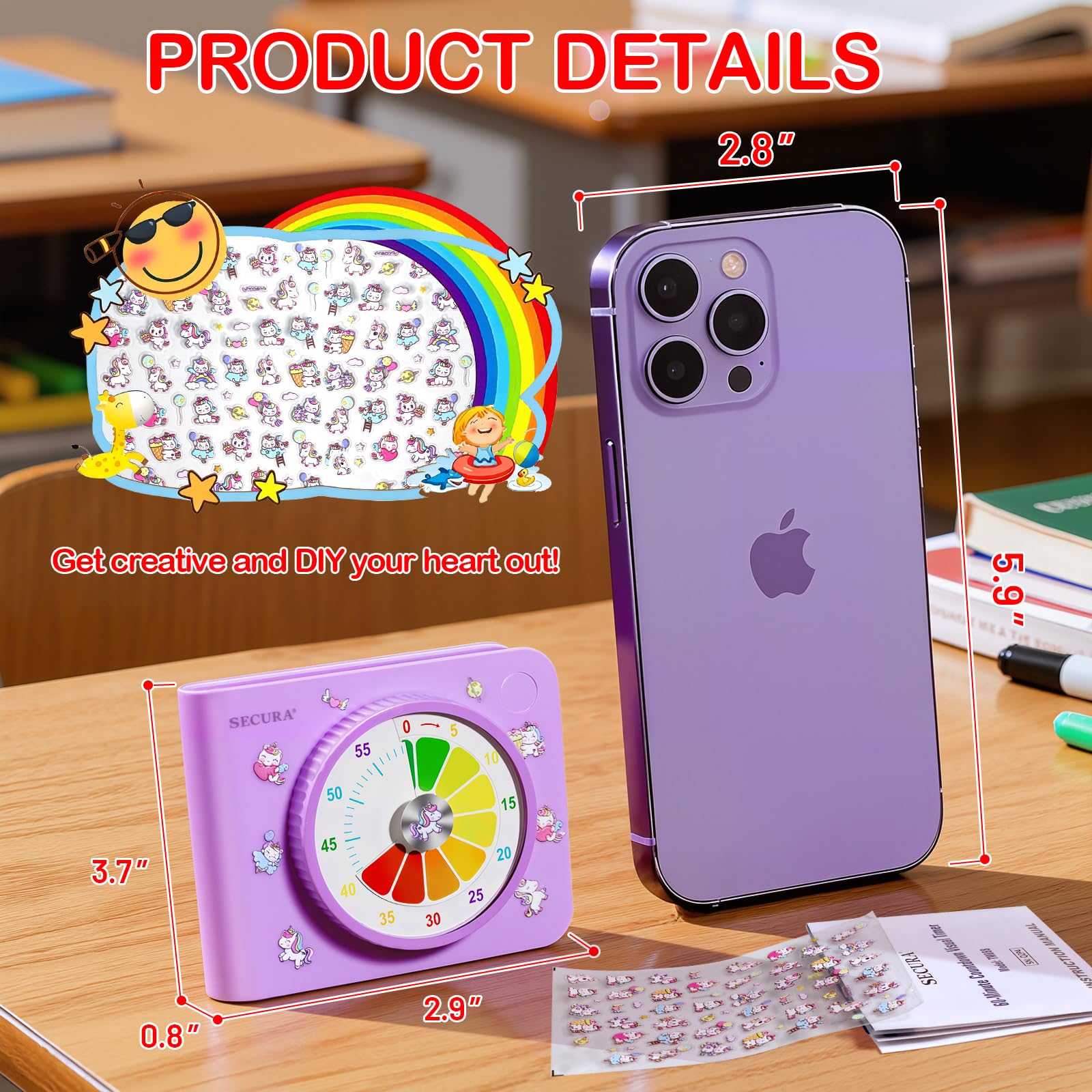Secura 60-Minute Visual Timer for Kids & Adults – Rainbow Classroom ...